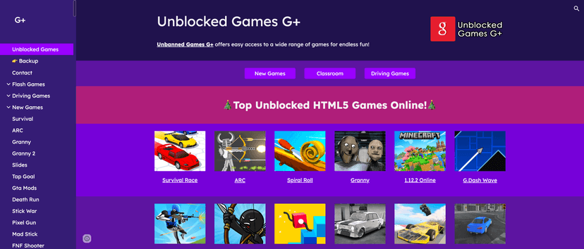 Unblocked Games G+ - Your Ultimate HTML5 Gaming Destination | GamesNav
